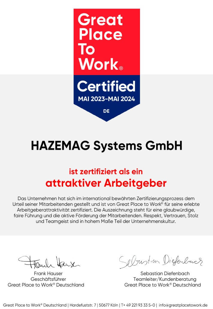HAZEMAG Systems is a great place to work - HAZEMAG